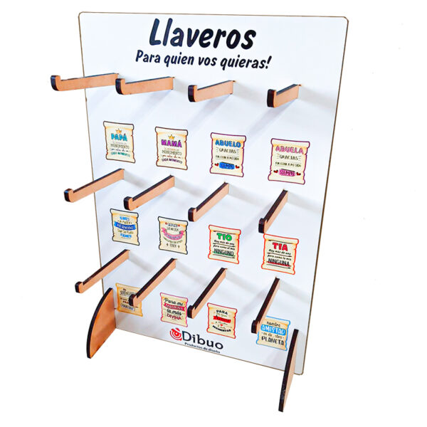 Exhibidor con Llaveros - 3 Pisos - Dibuo Productos de diseño